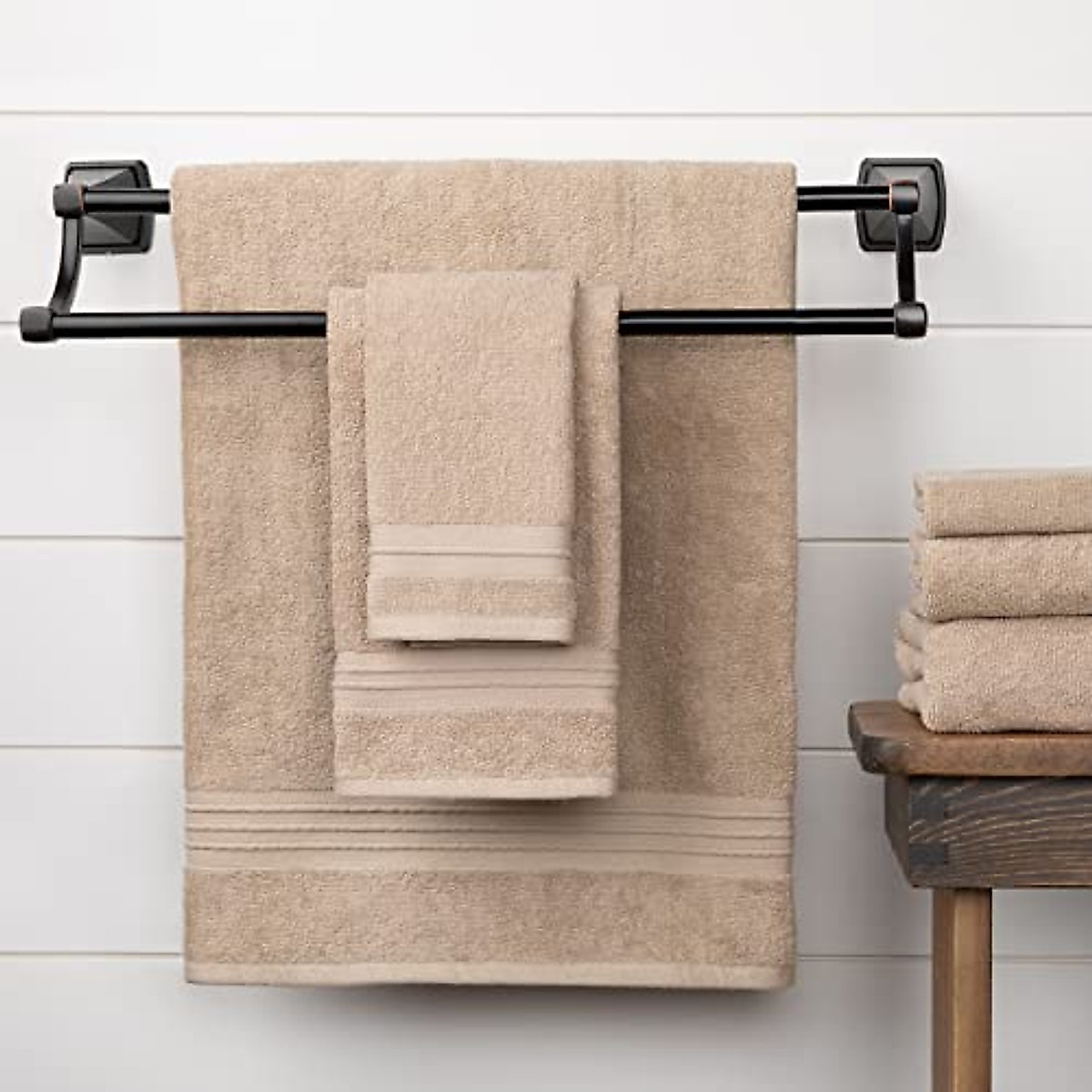 Bathroom Hand Towels Set 100% Cotton Tan, Oeko-Tex Terry Cotton, Soft and Absorbent Hand Towel, 500 GSM, Set of Two, 16 in x 28 in