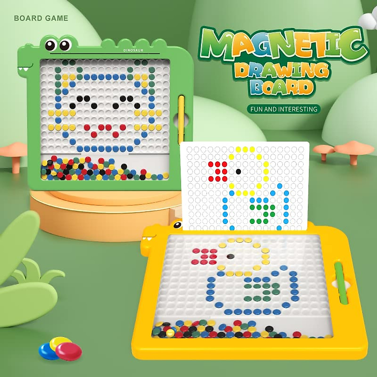 Magnetic Drawing Board for Toddlers & Kids, Rylieditason Montessori Educational Preschool Toy, Large Doodle Board with Magnetic Pen and Beads, Travel Toys for 3 4 5 6 Year Old Boys Girls (Green)