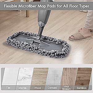 Microfiber Spray Mop Pads for Floor Cleaning, 3× HOMSIER Washable Replacement Mop Heads Reusable Wet Dry Mop Refills for Home Kitchen Tile Marble Wood Floor Care Flat Dust Mops with Velcro(Grey)