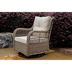Tortuga Outdoor Rio Vista Swivel Glider, Single Chair, Sandstone Wicker and Cushions