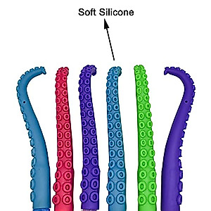 Maydahui 8PCS Octopus Tentacle Shaped Ballpoint Pen Funny Finger Puppet Pen Black Ink Devilfish Fish Pens Soft Silicone for Boys School Student