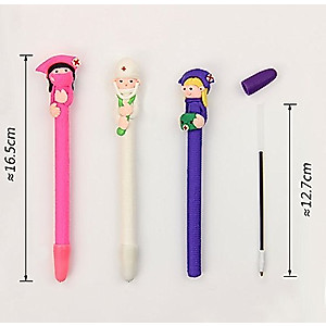 BestGrew® 10pcs Doctor and Nurse Polymer Caly Ball Point Pens Cute Novelty Lovely Cartoon for Writing Stationery School Office Supplies