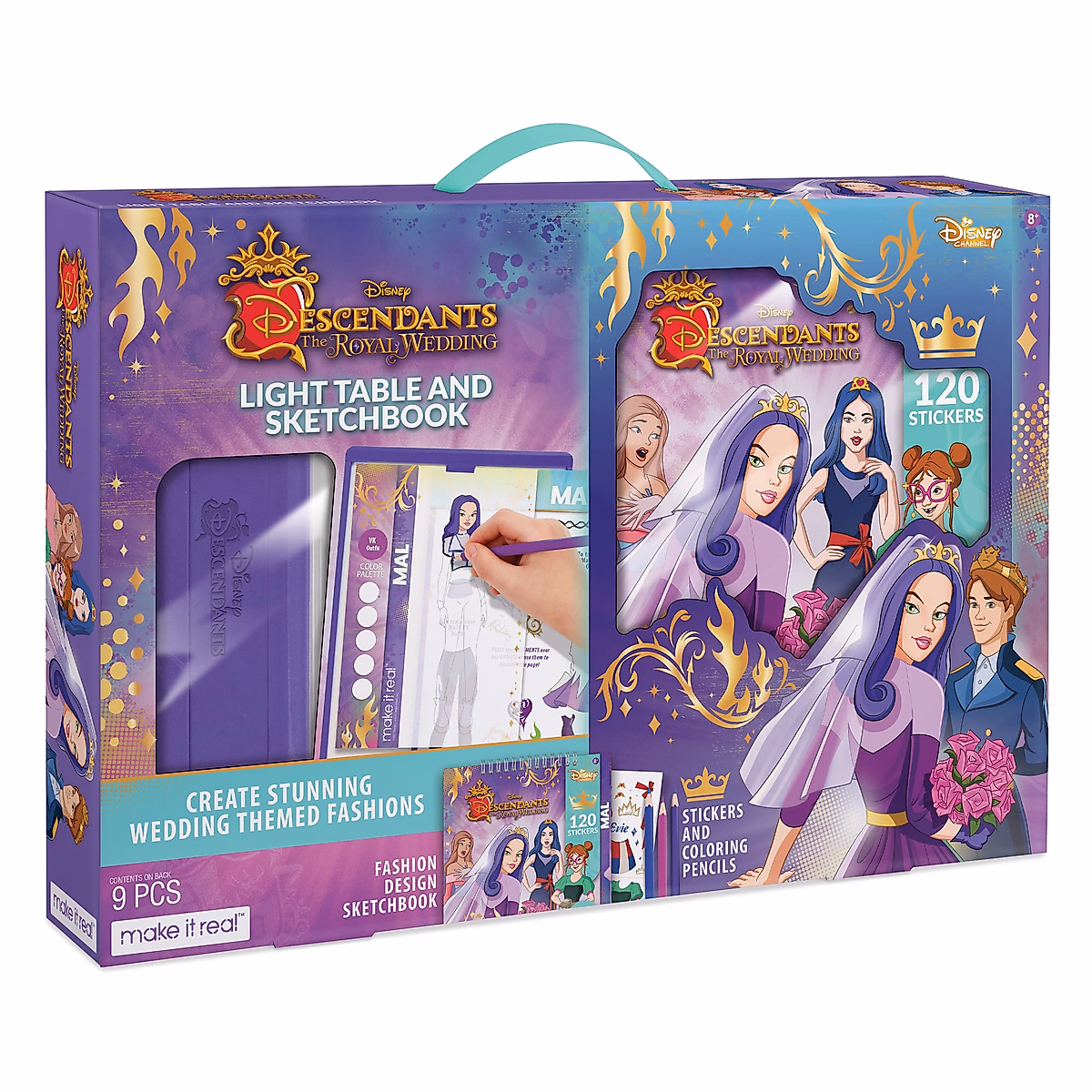 Make It Real - Disney Descendants Royal Wedding Sketchbook with Tracing Light Table. Fashion Design Tracing and Drawing Kit for Girls