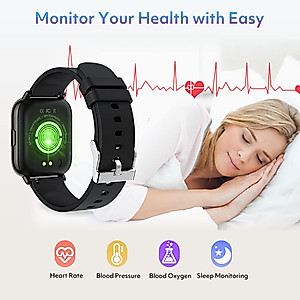 Smart Watch for Men Women, 5ATM Waterproof Fitness Tracker Smartwatch with Heart Rate Blood Pressure Sleep Monitor Step Calories Counter Outdoor Smart Watches for Android iOS Phones 24 Sports Model