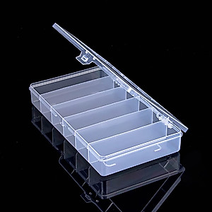 UUYYEO 2 Pcs 6 Grids Small Clear Tackle Box Organizer Craft Storage Container for Beads Earring Jewelry Containers for Organizing with Hinged Lids