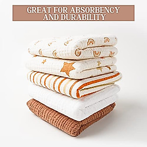 MairMore 5 Pack Muslin Baby Burp Cloths- Neutral Muslin Burping Cloths for Baby Boys Girls and Newborn Towel, Unisex- Large Absorbent Burp Cloths-20x10 Inches