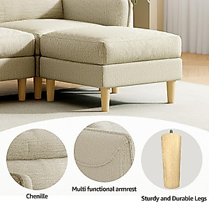 Wimarsbon Convertible Modular Sectional Sofa Couch 4 Seats Modular Sofa with Storage Ottomans Modern Modular Sofa Set for Living Room Lounge