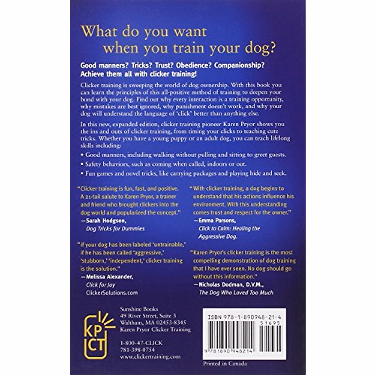 Karen Pryor, Getting Started: Clicker Training for Dogs