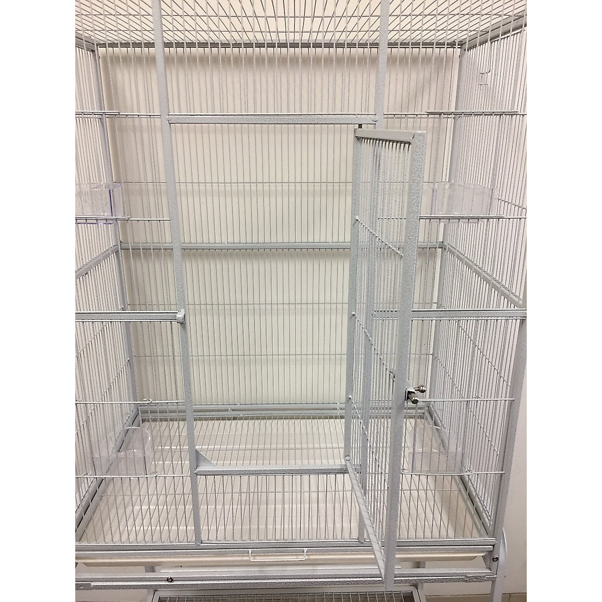 Extra Large Wrought Iron Chew-Proof 4-Levels Narrow Bar Spacing Ferret Chinchilla Squirrel Sugar Glider Rats Mices Rabbit Squirrel Hamster Cage Easy Clean Pull Out Tray with Removable Rolling Stand