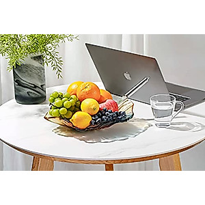 YITONGDA Tabletop Crystal Glass Fruit Plates Bowlfor Dessert Plate Cake Plate Glass Colorful Candy Snack Bowl,Art Glass Bowl Flower-shaped Design ，11 inch Diameter (Muti-color)