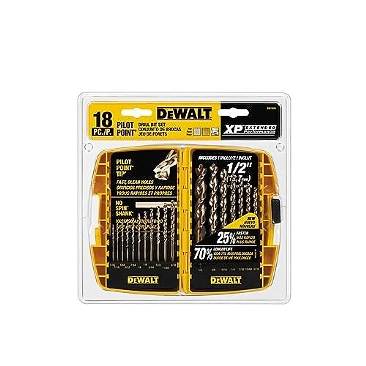 DEWALT DW1958 Bit Drill Set Gold Ferous 18Pc