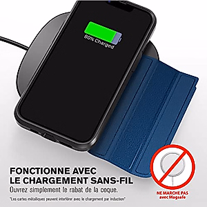 VENA Wallet Case Compatible with Apple iPhone 13 Pro (6.1"-inch), vCommute (Military Grade Drop Protection) Flip Leather Cover Card Slot Holder with Kickstand (Blue)