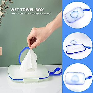 DOERDO Portable Baby Wipe Dispenser Wet Wipe Box, Baby Wipe Holder with Lid, Tissue Case for Keeps Baby Wipe Fresh and Safe