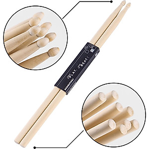 OIETON 2 Pairs Drum sticks 5A Classic Maple Wood Drumsticks Wood Tip Drumstick for Adults Kids and Beginners