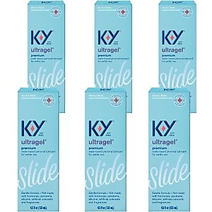 K-Y Ultragel Lube, Personal Lubricant, New Water-Based Formula, Safe for Anal Sex, Safe to Use with Latex Condoms, for Men, Women and Couples, Body Friendly 4.5 FL OZ (Pack of 6)