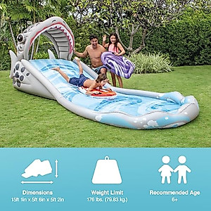 Intex Surf 'N Slide Inflatable 15 Foot Long Kids Outdoor Backyard Splashing Water Slide with 2 Surf Rider Floats and Built-in Water Sprayers