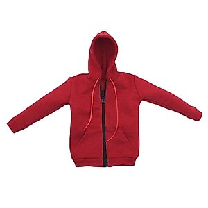 AMLESO 1/6 Hoodie Casual Clothes for 12 '' Male Action Figure, red