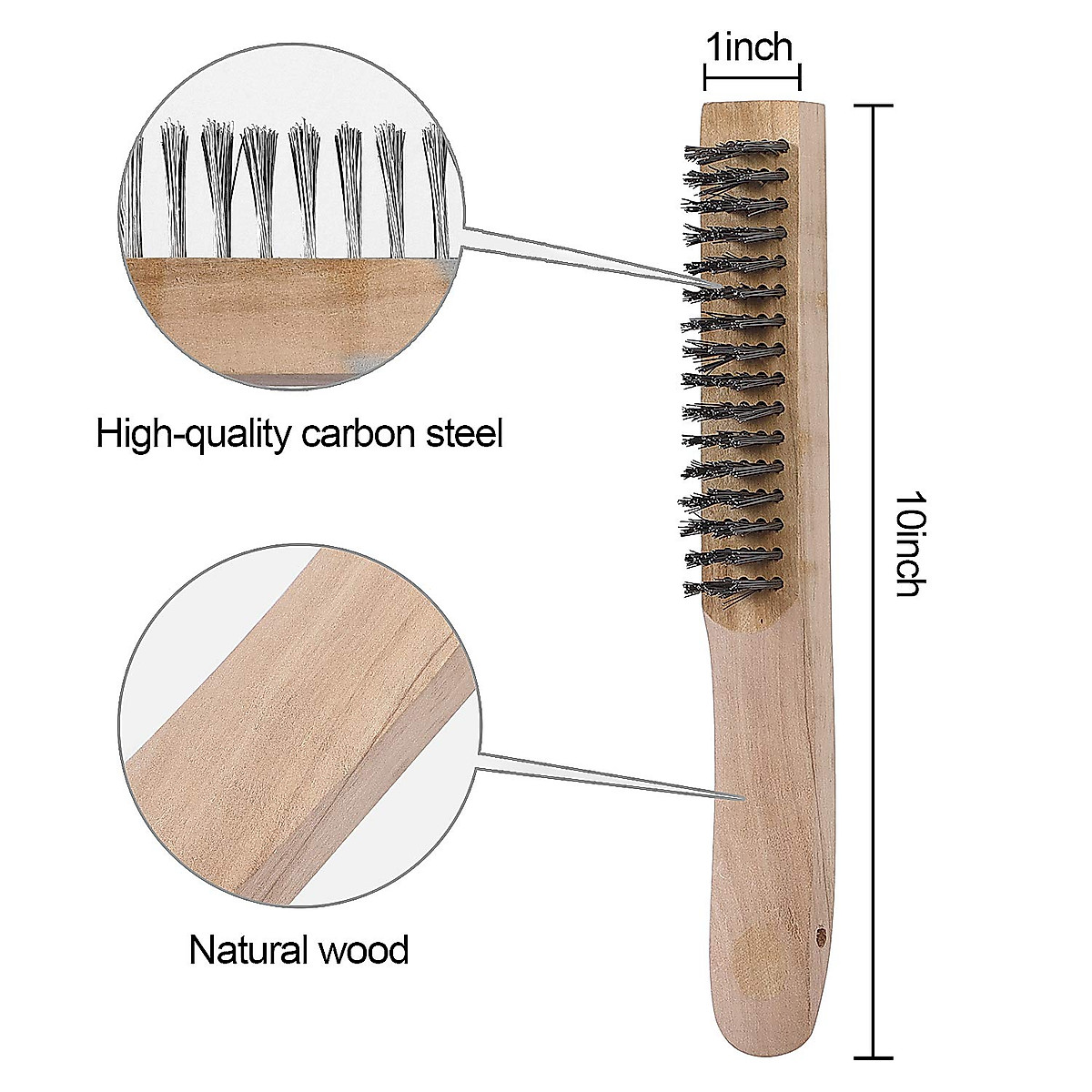 ZOENHOU 12 Pieces 10 Inches Wire Brush Wooden Handle, Multi-Purpose Wire Scratch Brush, Wire Brushes for Cleaning Welding Slags and Rust, 20 Steel Wires Each Hole
