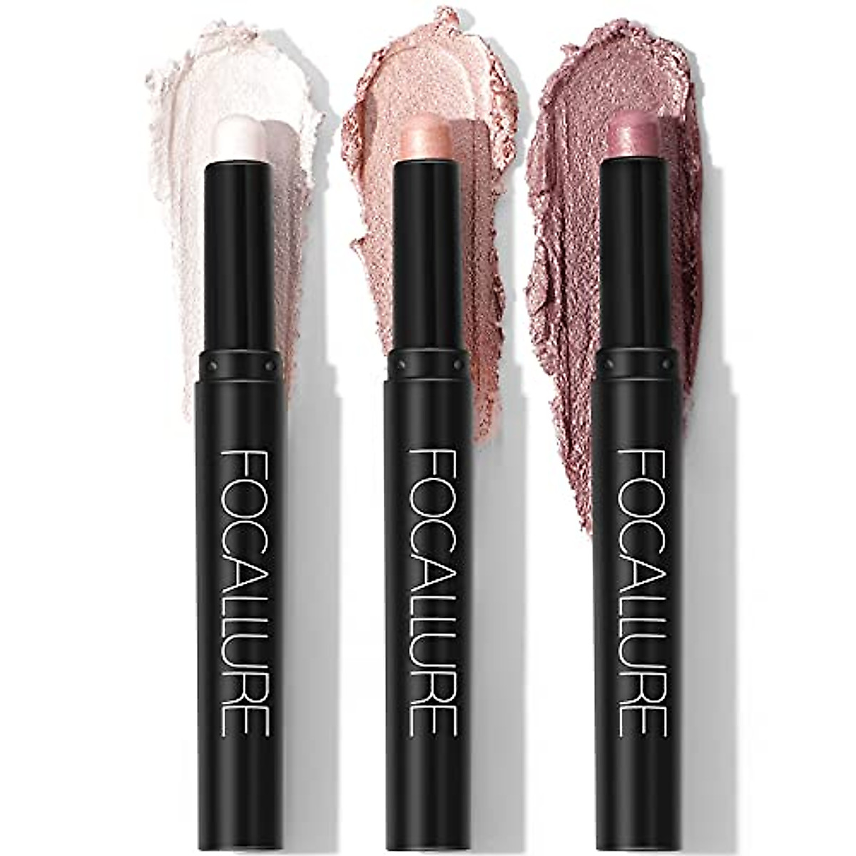 FOCALLURE 3 Pcs 2 in 1 Eyeshadow and Eyeliner Pen, Waterproof Eye Shadow Pencil, Hypoallergenic Eyeshadow, Highlighter Eye Liner, Multi-Dimensional eyes Look, FA38-11116-123