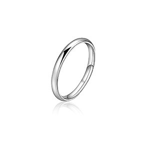 CANDYFANCY 2mm Sterling Silver Wedding Band Ring for Women Polish Plain Dome Comfort Fit Classic Minimalist Pinky Ring Size 4.5