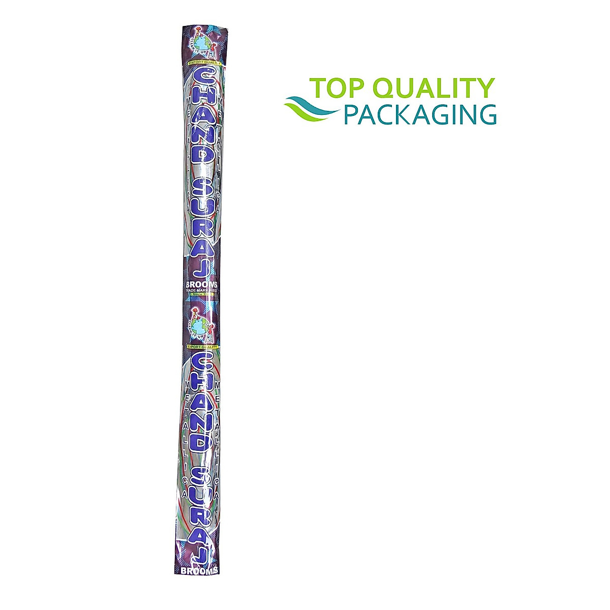 CHAND SURAJ ® Raver Grass Broom Stick | Phool Jhadu | for Floor Cleaning with Plastic Handle (Multicolour, 43 inches Long) Pack of 2