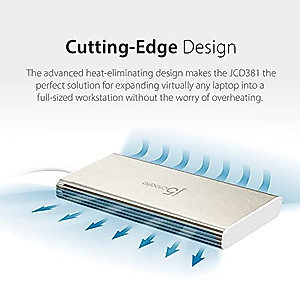 j5create USB-C Mini Dock- Type C Hub with 2X HDMI, 2X USB 3.0, Ethernet, Power Delivery 2.0 (JCD381)