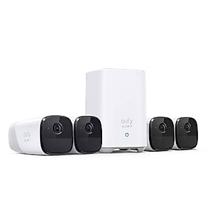 eufy Security, eufyCam 2 Pro Wireless Home Security Camera System, 4-Cam Kit, HomeKit Compatibility, 2K Resolution, 365-Day Battery Life, No Monthly Fee (Renewed)