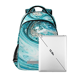 Glaphy Ocean Blue Marble Backpacks Laptop School Book Bag Lightweight Daypack for Men Women Teens Kids