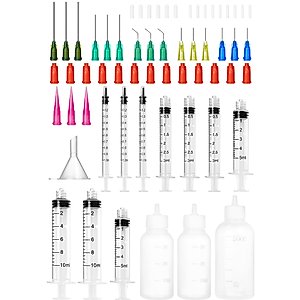Glue Syringe Needle Tip Squeeze Bottles Set (1ml-50ml), 14G-22G Blunt Needle Tip with Caps, Precision Glue Applicator for Oil, Ink and Art Crafts