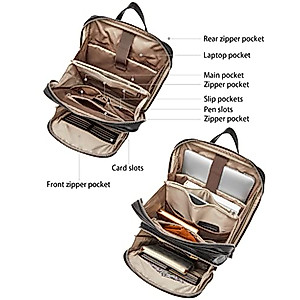 BOSTANTEN Leather Laptop Backpack for Women 15.6 inch Computer Bag Travel Work Daypack Large Size Bag