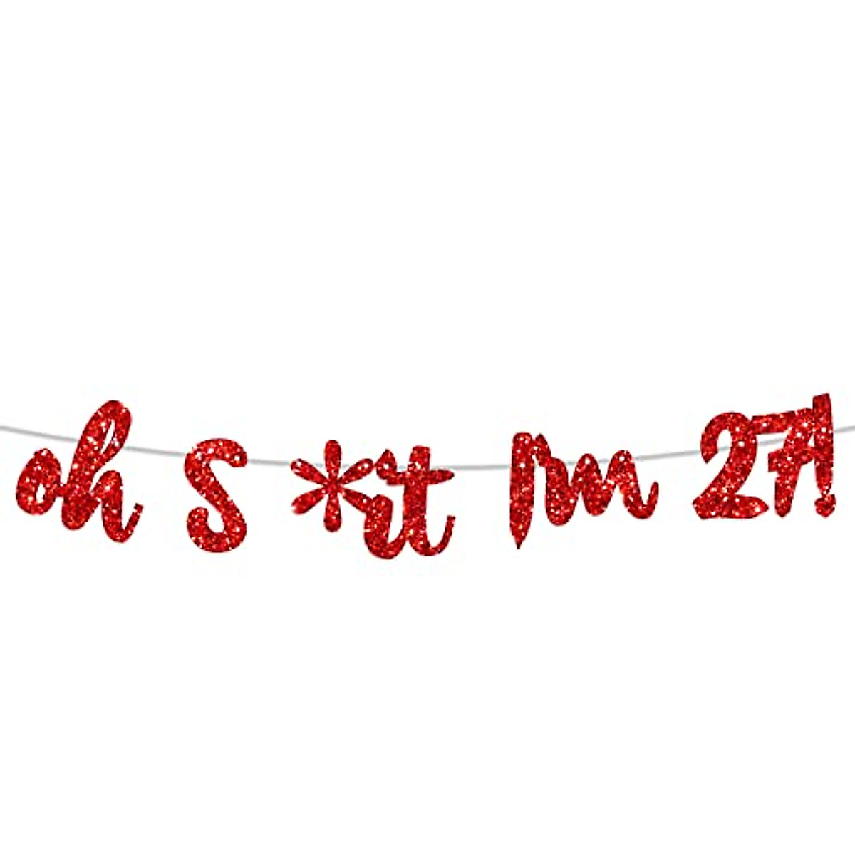 Oh S*it I’m 27! Banner Backdrop Glitter Red Hello 27 Cheers to 27 Years Old Theme Decorations Decor for Man Woman Happy 27th Birthday Party Supplies Photo Studio Prop Favors
