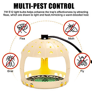 Flea Traps for Inside Your Home, 2025 Flea Treatment for Home, Electric Flea Killer for House Indoor, 2 Packs Flea Light Traps w/ E12 Bulbs & 10 Sticky Discs
