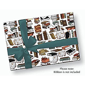Stesha Party Books Gift Wrap - Book Lovers Present Wrapping Paper - 30 x 20 Inch (3 Sheets)