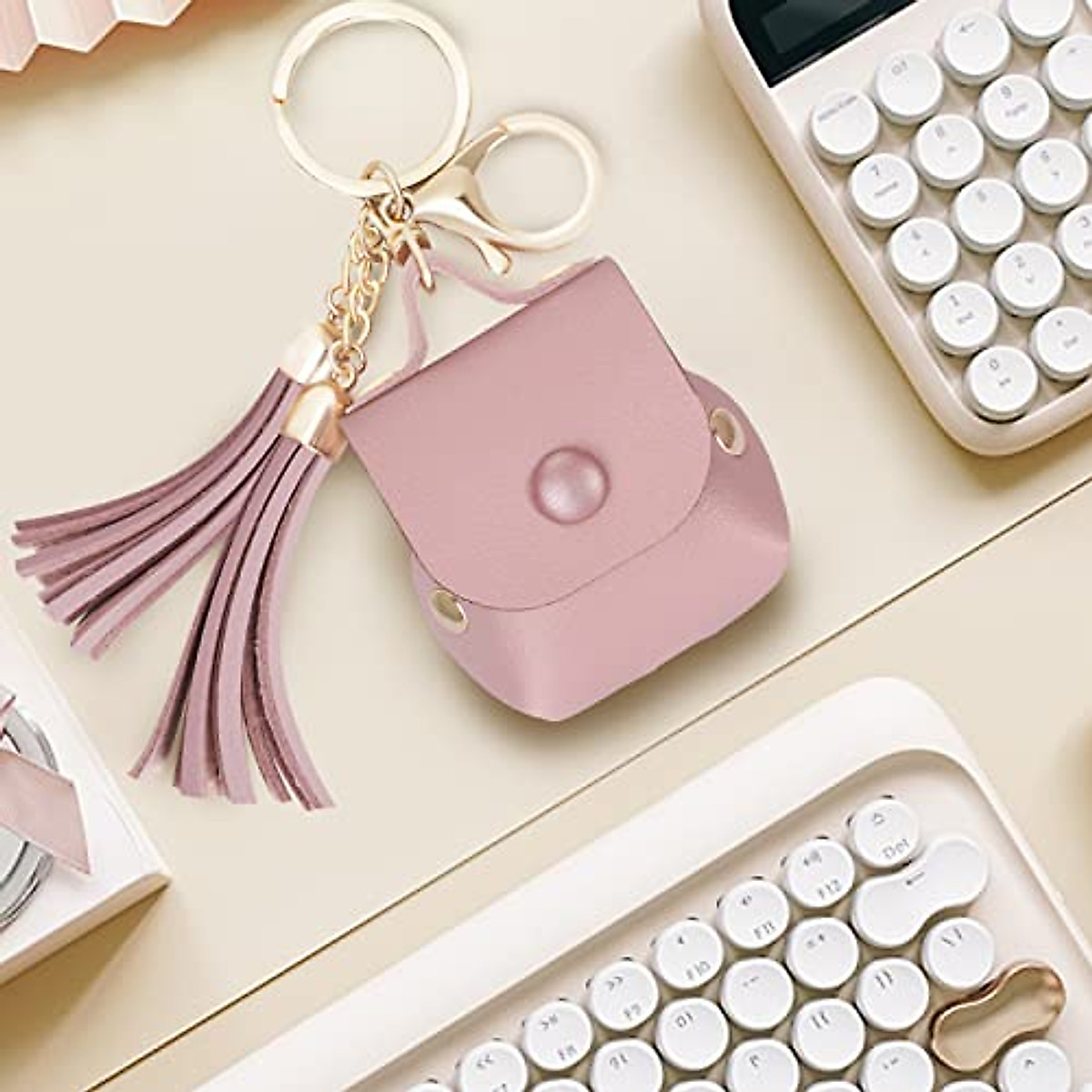 Simpolor Designed for Airpods Case (1st and 2nd Generation), Premium PU Leather AirPods Case Cover with Tassels and Metal Buckles, Compatible with Wireless Charging Cute Airpod Pouch Case, Pink