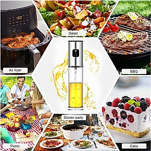 Olive Oil Sprayer for Cooking, Oil Mister, Oil Spray Bottles for Kitchen, Kitchen Gadgets for Home, Air Fryer, Baking, Salad, Grilling, Bbq, Roasting,100ml Oil Spray Food Grade Glass (with funnel)