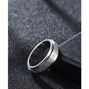 Tornito Stainless Steel Spinner Ring Engagement Wedding Band for Women Sand Blast Finish Step Edge Sleek 6MM