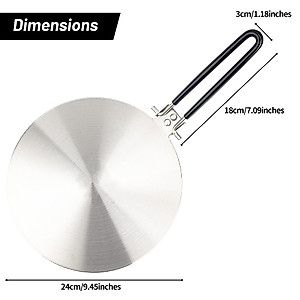 9.45 Inches Stainless Steel Heat Diffuser for Glass Cooktop, Induction Plate Adapter for Electric Stove with Foldable Handle
