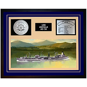 Navy Emporium USS AUCILLA AO 56 Framed Navy Ship Display Blue