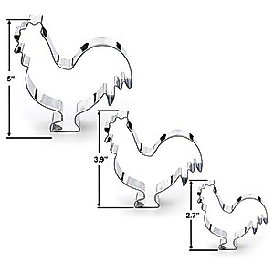 Sweet Cookie Crumbs Rooster Cookie Cutter Set, 3 Piece, Stainless Steel