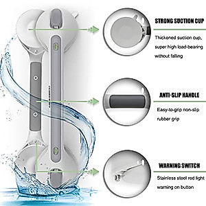 LORESJOY Shower Handle Grab Bars for Bathtubs and Showers, Support Handicap Elderly Suction Grab Bars Balance Assist, Bath Handles with Indicators, Grip Non Safety Hand Rail for Injury (2Pack 16in)