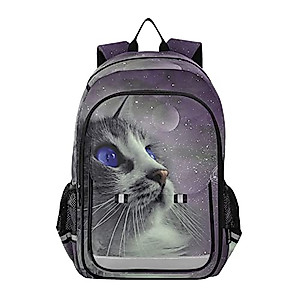 ALAZA Galaxy Space Animal Cat Laptop Backpack Purse for Women Men Travel Bag Casual Daypack with Compartment & Multiple Pockets