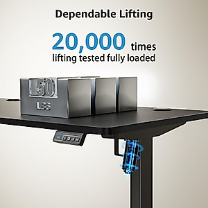 MOUNTUP Electric Height Adjustable Standing Desk, 48 x 24 Inches Sit Stand Desk with Memory Controller, Ergonomic Stand Up Desk for Home Office with Splice Board, Black
