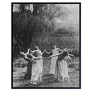 Wiccan Decor - Witch Coven - Wicca Decor - Gift for Witchcraft and Black Magic Fans - Gothic Wall Art - Goth Room Decor - Creepy Scary Vintage Picture Photo - Halloween Decorations
