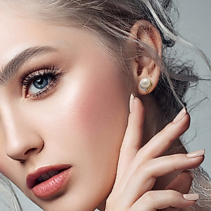 Jewlldeen Pearl Earrings for women, 925 Sterling Silver Studs Jewelry, for Women, Wife,Mom, Her