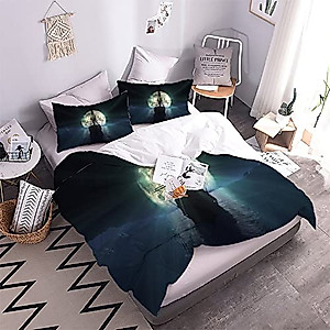 Quilt Cover Twin Size Battleship 3D Bedding Sets Moon Duvet Cover Breathable Hypoallergenic Stain Wrinkle Resistant Microfiber with Zipper Closure,beding Set with 2 Pillowcase