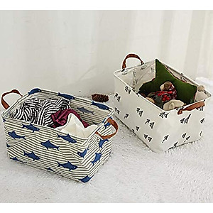 Rectangular Canvas Storage Bins,Waterproof Storage Basket,Collapsible Toy Organizer Bin with Handles for Clothes Storage, Kid's Toy & Book Storage (A Geometric)