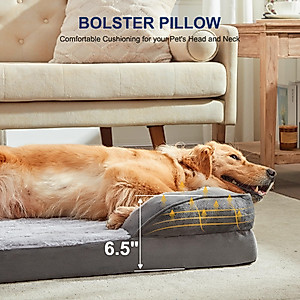 FURTIME Orthopedic Dog Beds for Meidum Large Dogs, Washable Dog Bed with Supportive Foam, Pet Sofa with Removable Cover, Waterproof, Nonskid Bottom