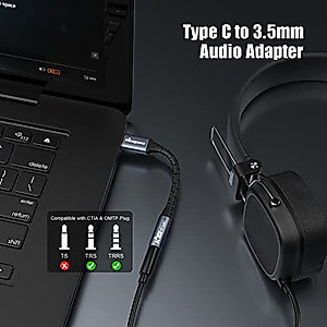 KOOPAO USB C Headphone Adapter-USB C to Aux 3.5mm Female Jack, USB Type C Male to 3.5mm Headphone Jack Female Audio aux Adapter for Samsung Galaxy Note 10 Plus,Google Pixel 6,Pixel 5,ect 32bit 384KHz