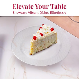 Prestee 100 Clear Plastic Plates, 6.25 Inch Disposable Dessert and Appetizer Plate for Party, Wedding, Catering - Small, Round, Heavy-Duty Platter for Cake and Foods