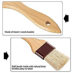 4 Pieces Pastry Brushes Basting Oil Brush with Boar Bristles and Beech Hardwood Handles Barbecue Oil Brush for Spreading Butter Cooking Baking Brush (1 Inch, 1 1/2 Inch)
